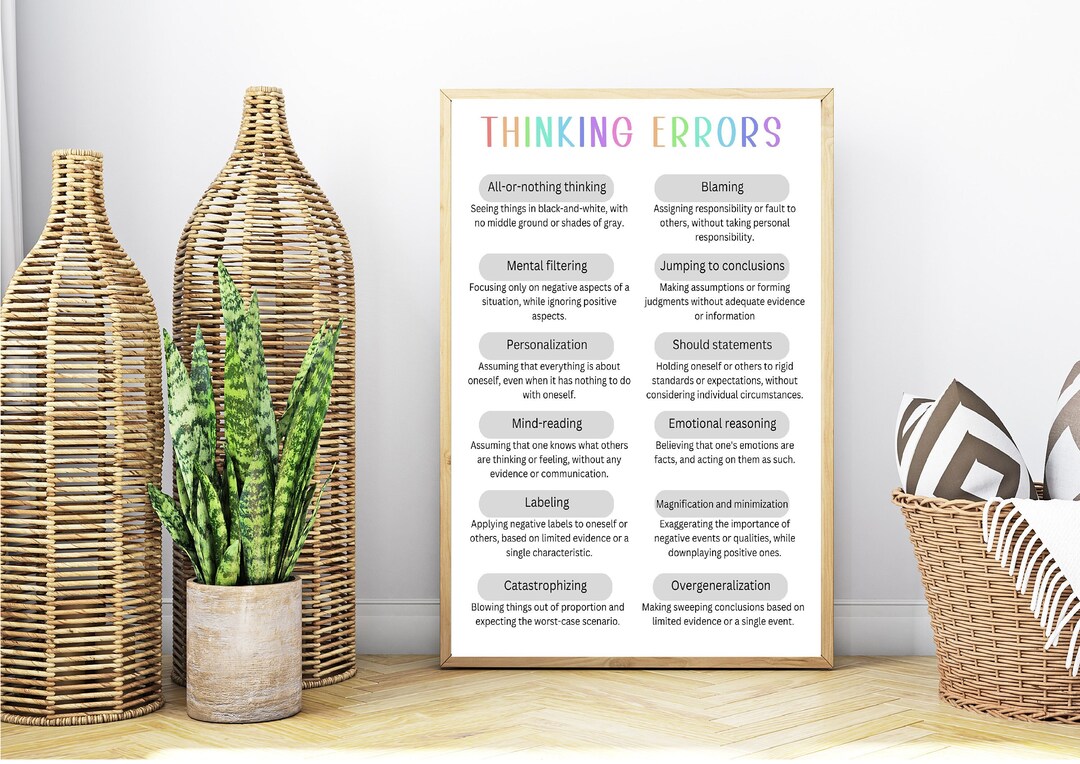 Mental Health Print, Thinking Errors Wall Art, Positive Affirmations ...