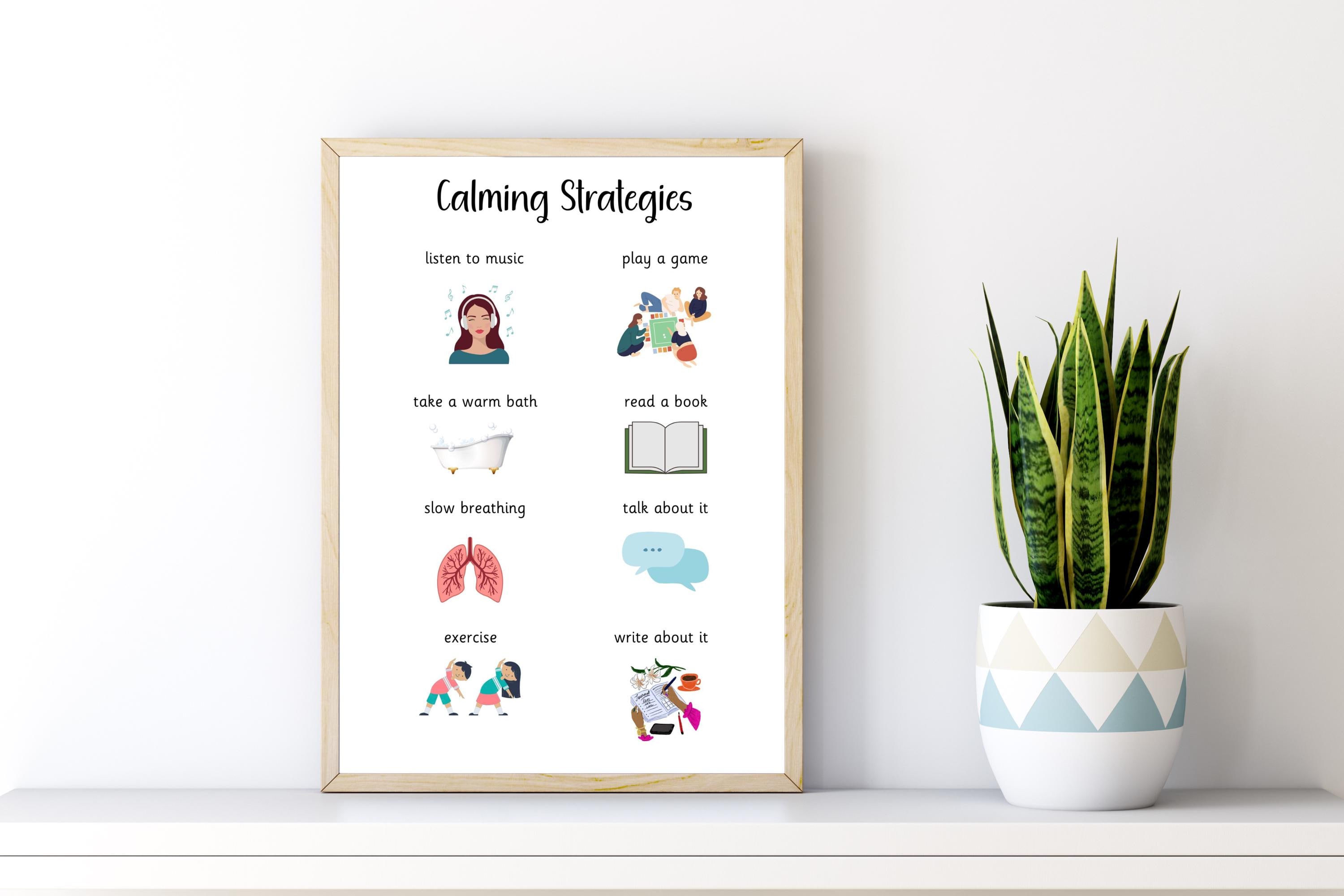 Calming Strategies Poster, Mental Health Resource, Anxiety Relief, Self ...