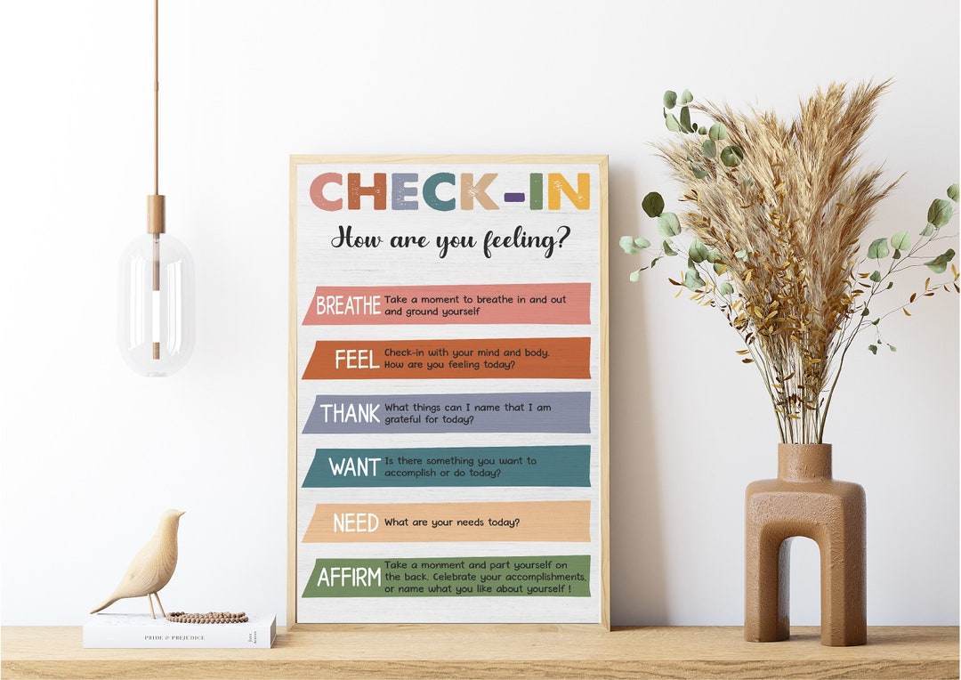 Feelings Check-in Print, Mental Health Tracker, Self-care Poster ...