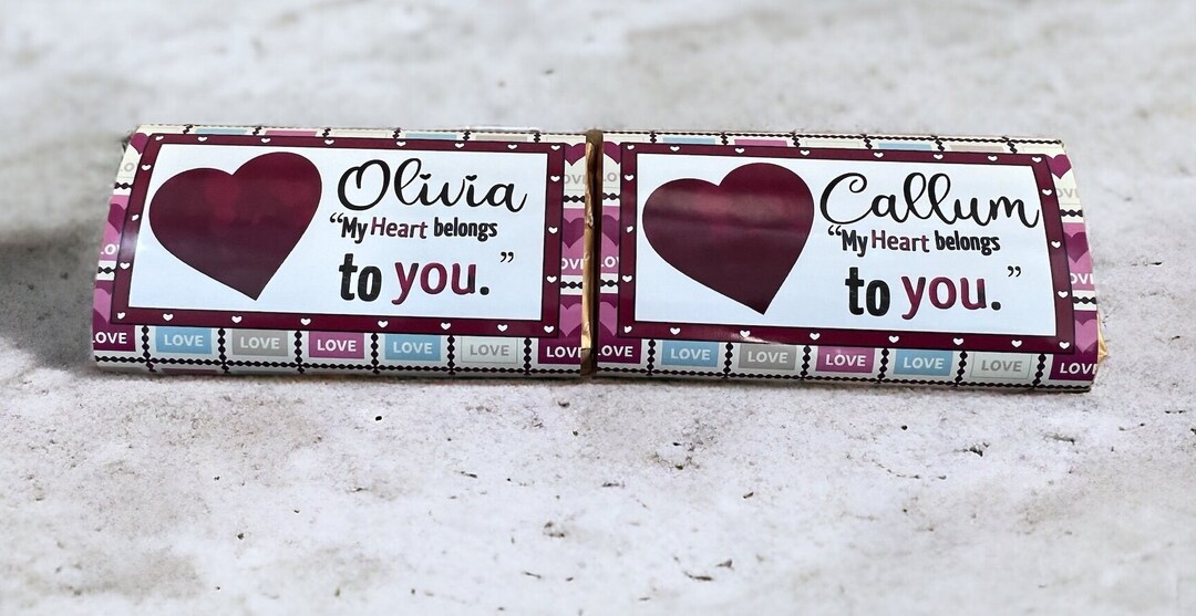 Personalised Love Chocolate Bar Wrapper or With Galaxy Chocolate ...