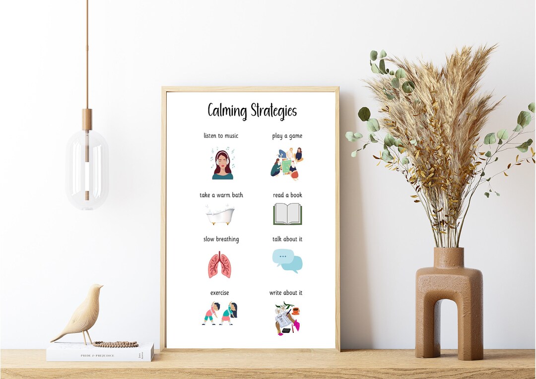 Calming Strategies Poster, Mental Health Resource, Anxiety Relief, Self ...