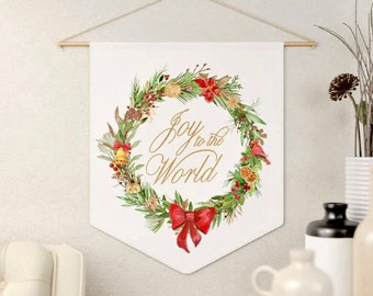 Christmas Banner JOY to the WORLD Garland Decoration - Etsy