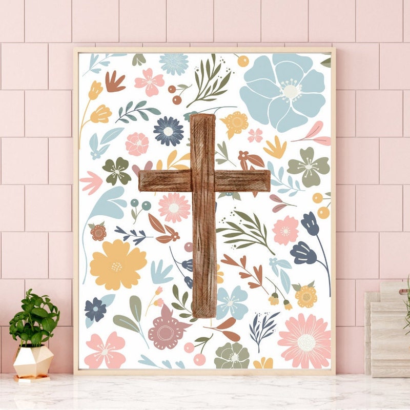 Cross Jesus Flower Poster - Etsy