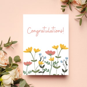 Congratulations Card, Congratulations Cards Pack, Floral Congrats Card ...