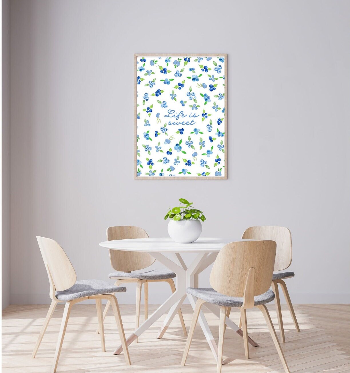 Kitchen Sign, Blueberry Wall Art, Watercolor Blueberries Print, Life is ...