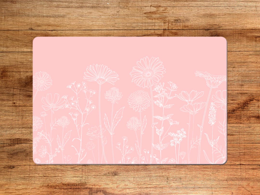 Pink Floral Desk Mat, Boho Wildflower Desk Decor, Preppy Pink Desk Mat ...