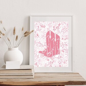 Pink Cowgirl Print, Trendy Cowgirl Wall Art, Retro Pink Western Poster ...