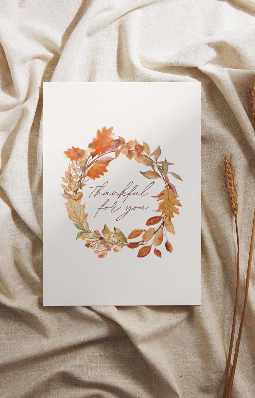 Thanksgiving Cards, Thankful for You Card, Thanksgiving Card Set ...