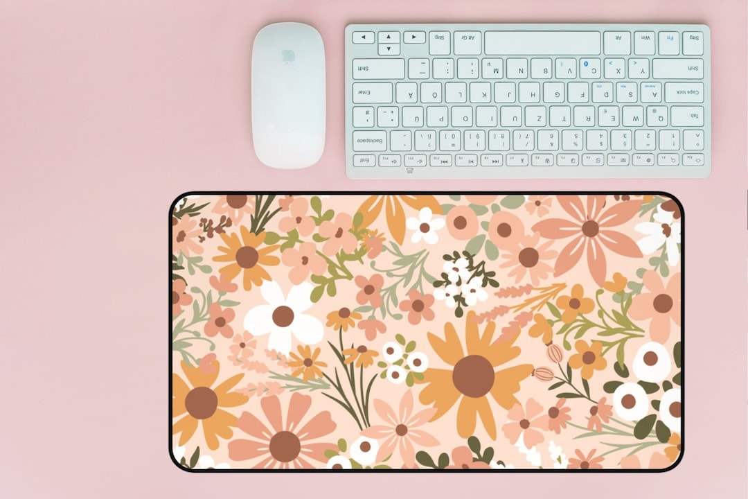 Daisy Sunflower Desk Mat, Pink Flower Desk Mat, Flower Desk Decor, Pink ...