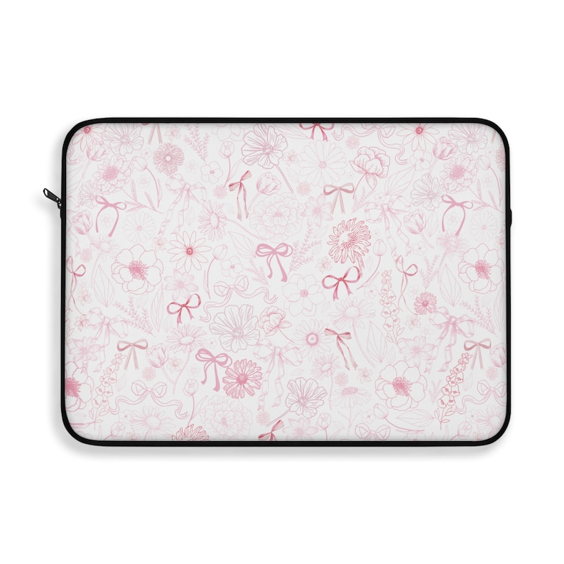 Pink Bows Laptop Sleeve, Coquette Laptop Cover, Pink Preppy Laptop ...