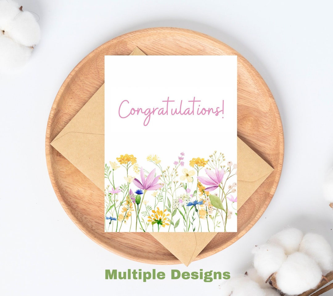 Congratulations Card, Congratulations Cards Pack, Floral Congrats Card ...