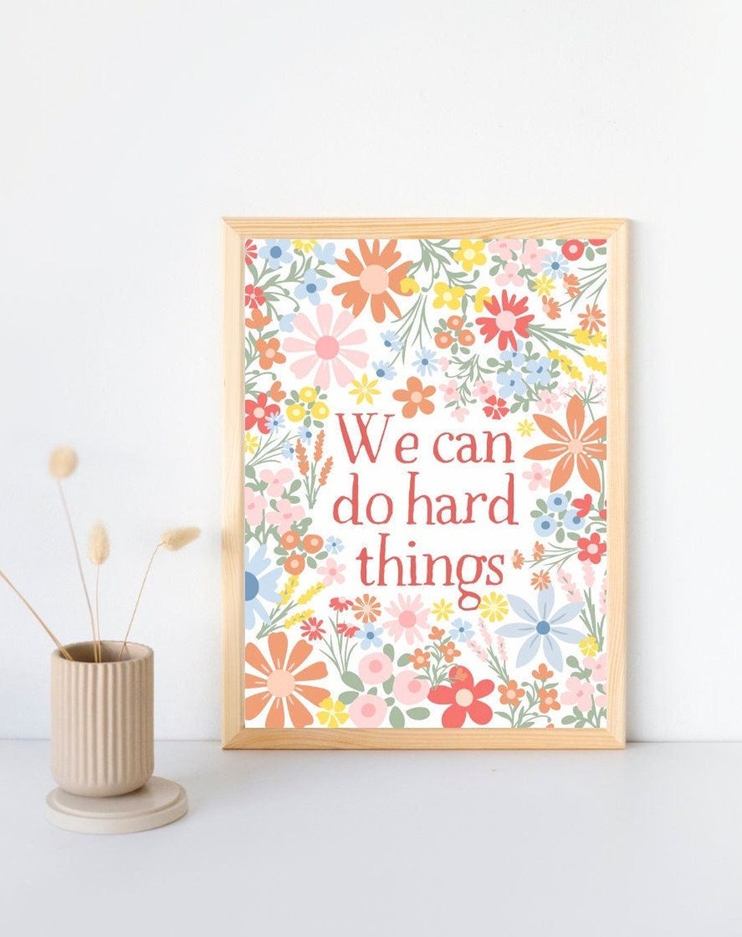 We Can Do Hard Things Print, Kids Class Affirmation Poster, Flower ...