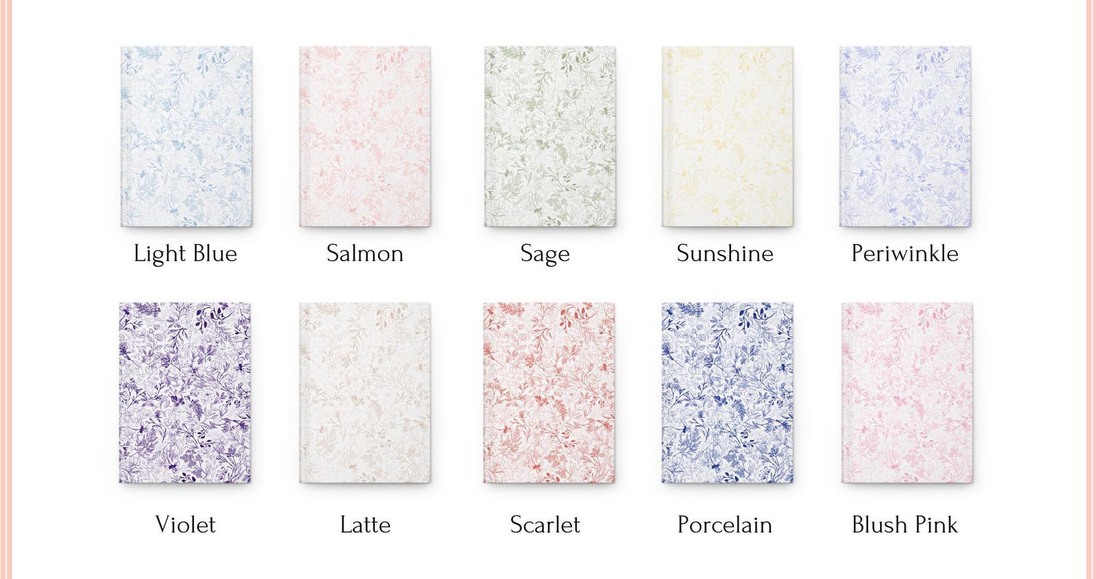 Customized Light Blue Floral Journal, Personalized Blue Flower Notebook ...