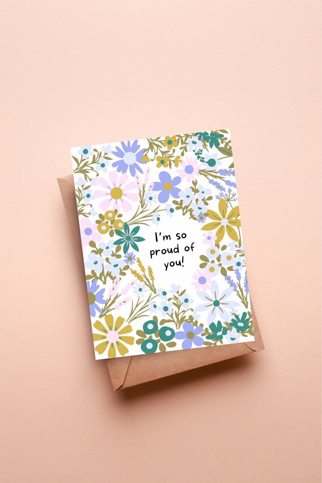 I’m so Proud of You Card, Congrats Card, Graduation Girl, Floral Girl ...