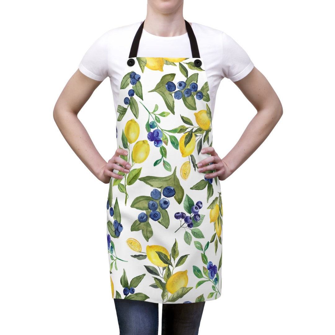 Apron Lemon Apron Lemons Blueberry Apron Lemon Kitchen Apron Summer Apron T For Mom