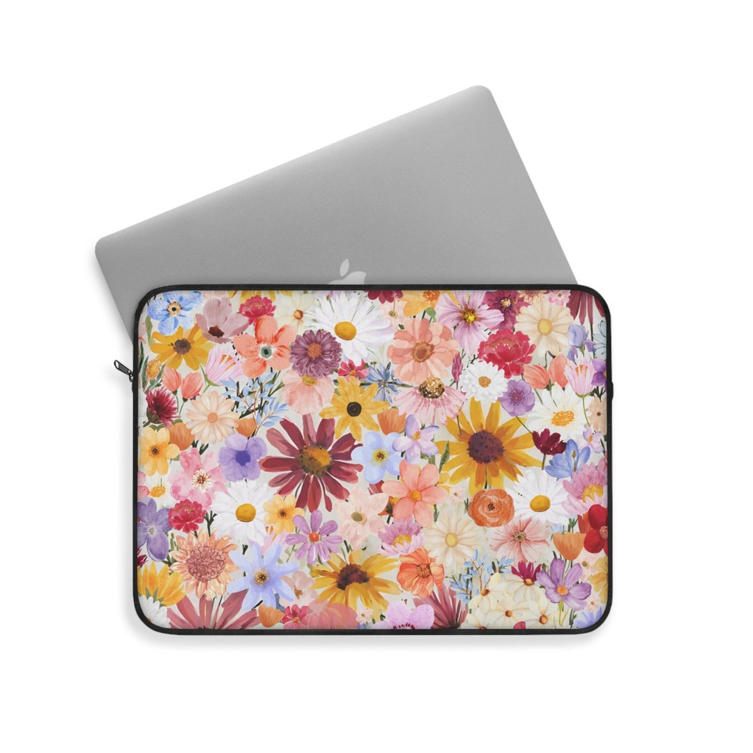 Flower Laptop Sleeve, Watercolor Floral Laptop Cover, Wildflowers ...