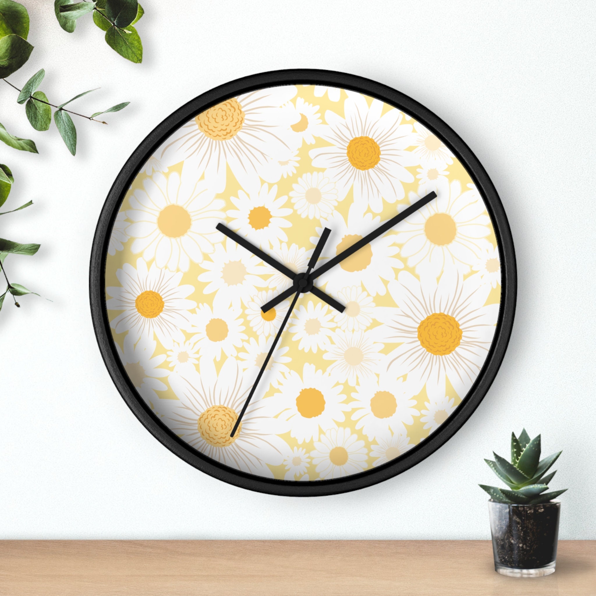 Floral Wall Clock, Daisy Clock, Wooden Flower Clock, Daisies Wood Wall ...