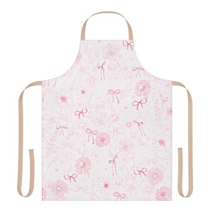 Pink Apron, Coquette Apron, Gift for Her, Pink Bows Flower Apron, Gift ...