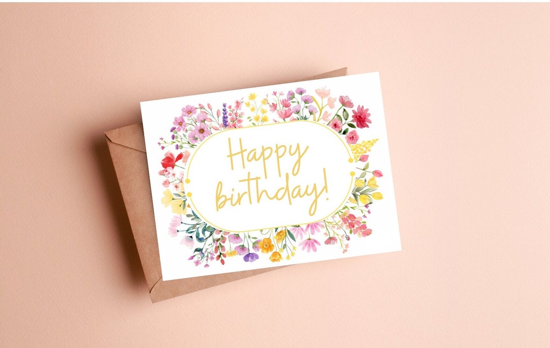 Happy Birthday Card Pack Birthday Cards Watercolor Flower - Etsy