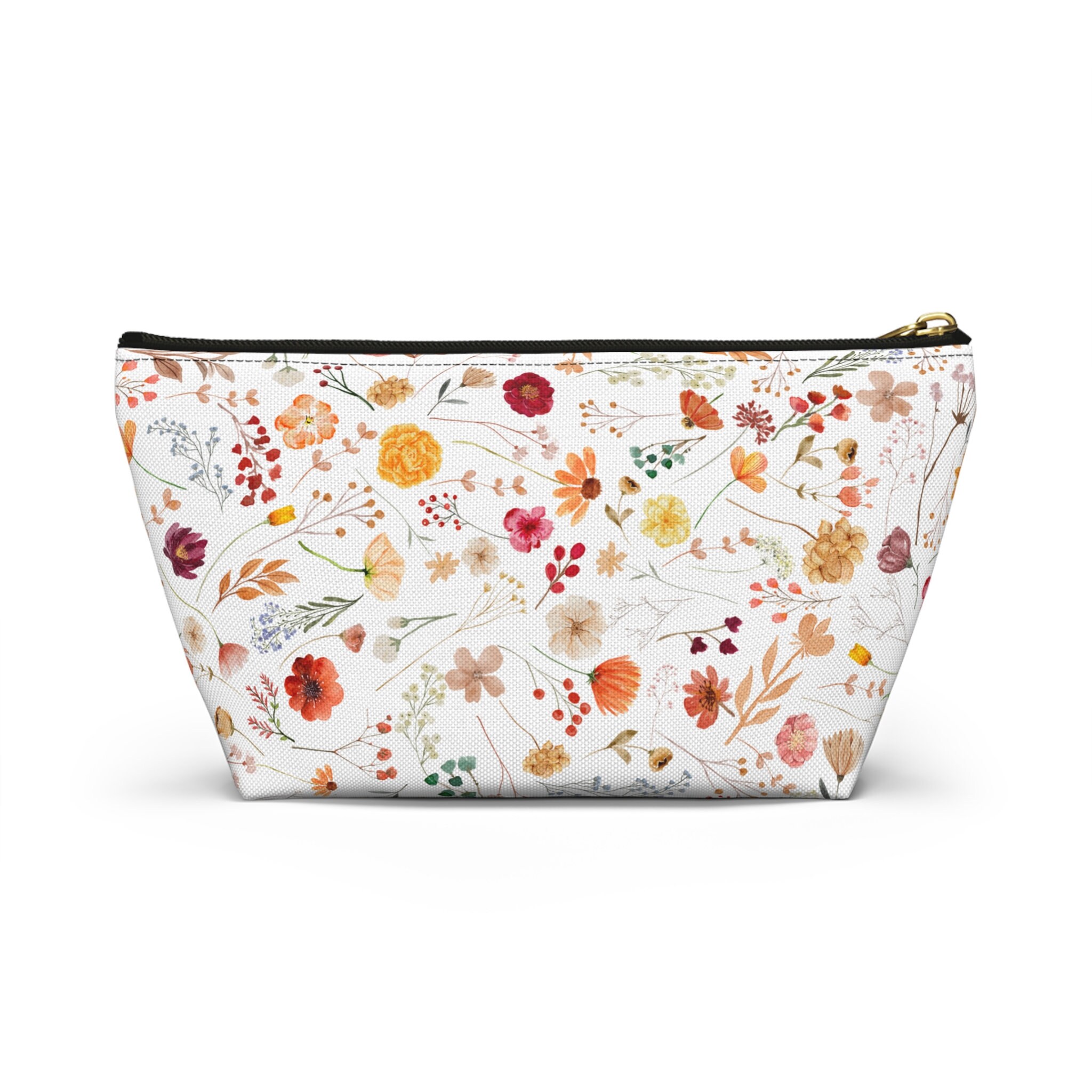 Floral Makeup Bag, Wildflower Toiletry Bag, Boho Flower Cosmetic Bag ...