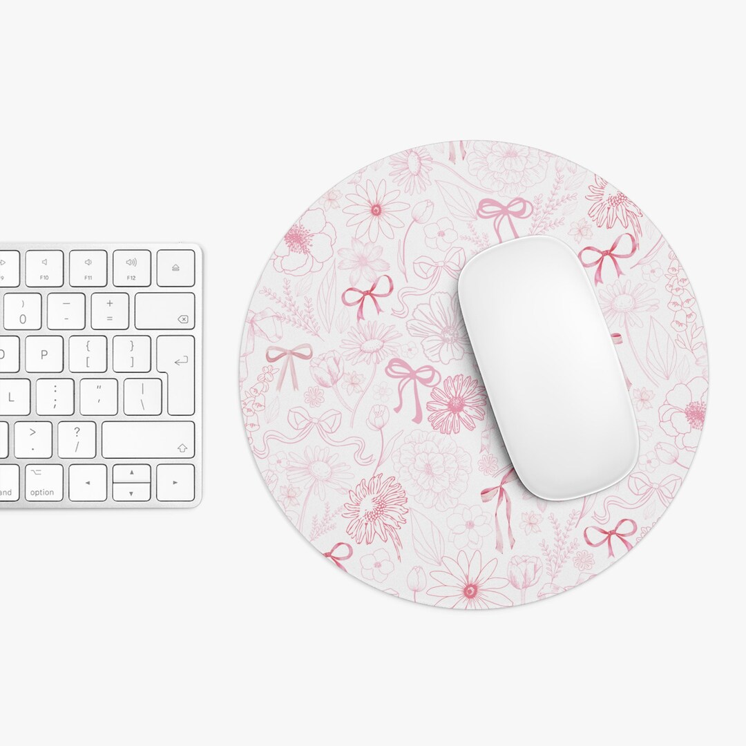Pink Coquette Mouse Pad, Pink Flower Mouse Pad, Pink Bows Mouse Pad ...