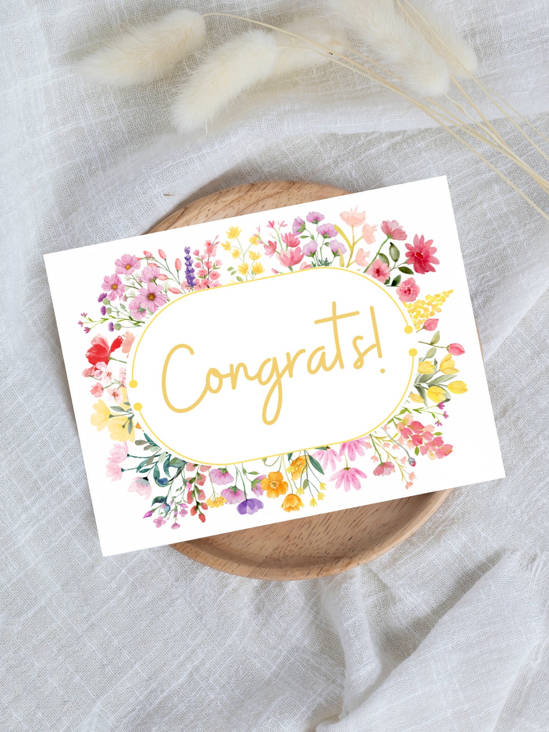 Congrats Card, Congratulations Card, Floral Congrats Card, Flower ...