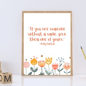 Dolly Parton Smile Quote Print, Classroom Wall Art, Kids Room Wall Art ...