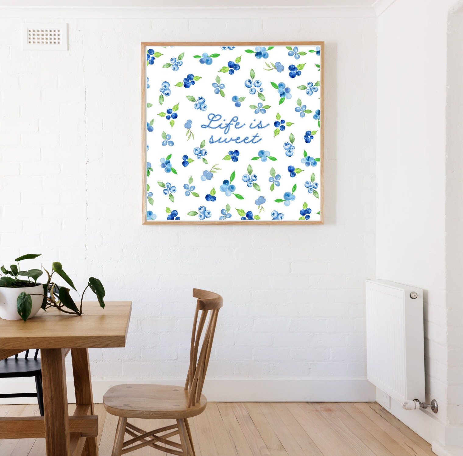 Kitchen Sign, Blueberry Wall Art, Watercolor Blueberries Print, Life is ...