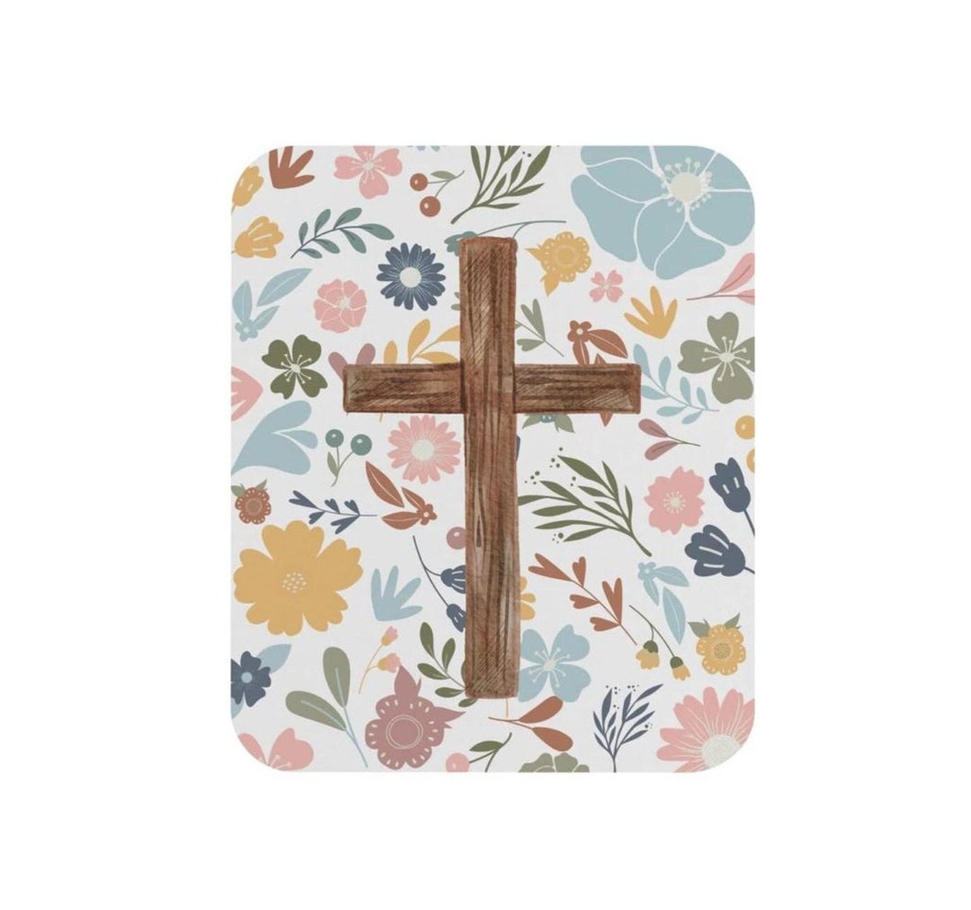 Christian Mouse Pad, Floral Cross Mouse Pad, Christian Flower Desk ...