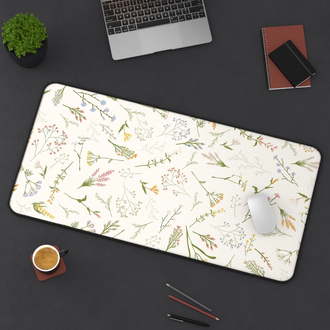 Floral Desk Mat, Boho Floral Desk Mat, Wildflower Desk Mat, Floral ...