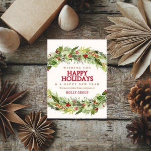 Corporate Christmas Card, Business Holiday Notes, Customized Christmas ...