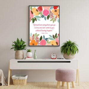 Mother Teresa Quote Wall Art, Spread Love Everywhere You Go Sign, Let ...