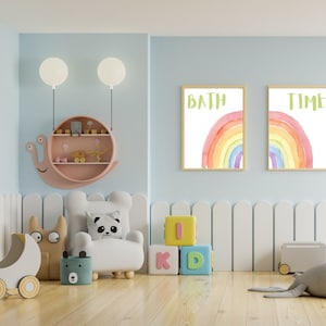 Rainbow Bathroom Set, Rainbow Bathroom Print, Bathroom Rainbow Decor ...
