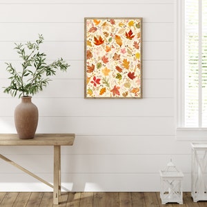 Fall Leaves Wall Art, Fall Watercolor Leaves Print, Autumn Leaves Wall ...
