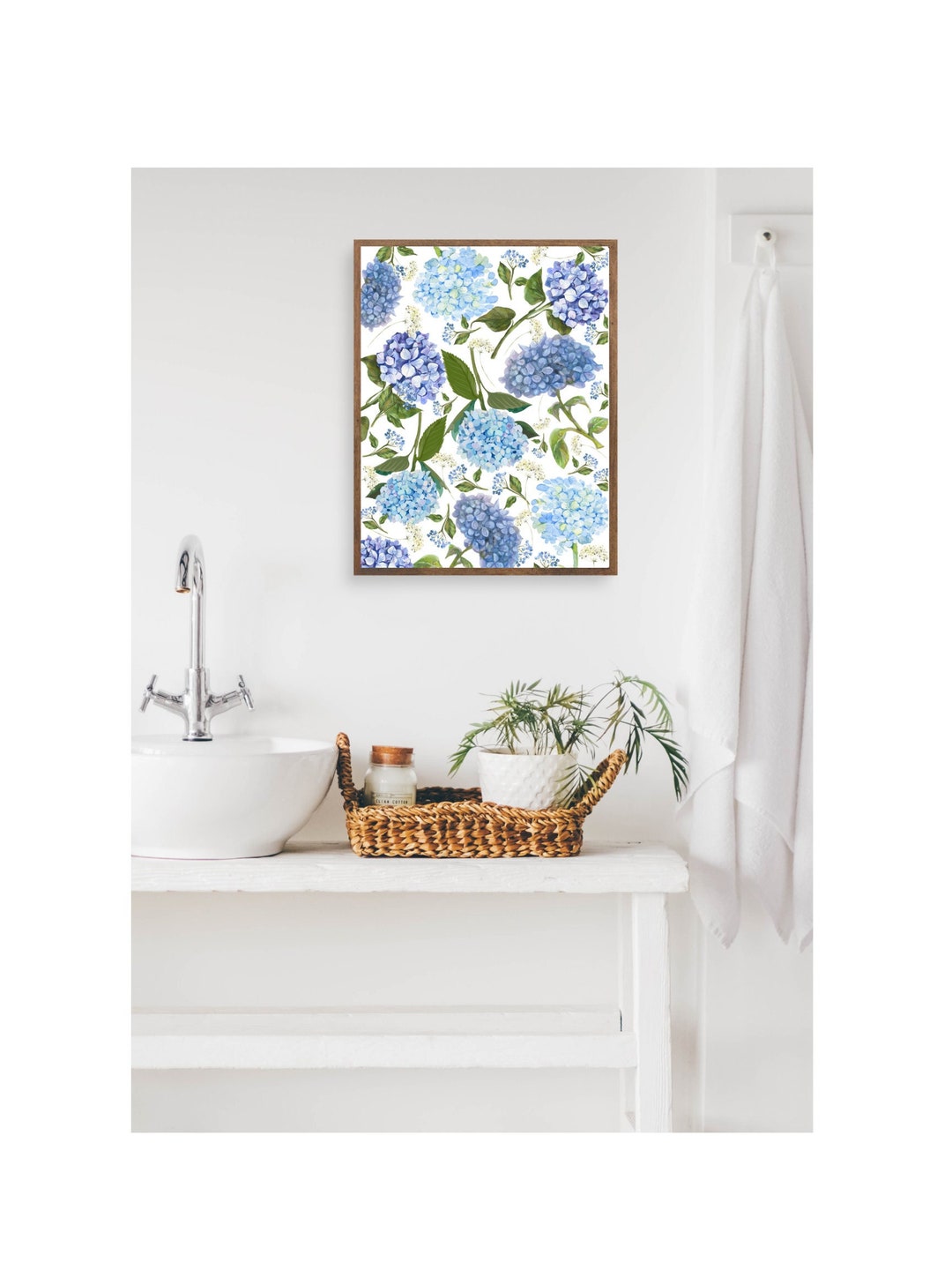 Hydrangea Print, Hydrangeas Wall Art, Blue Hydrangea Kitchen Decor ...