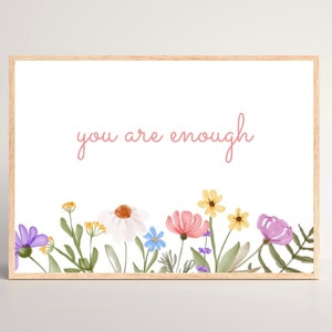 You Are Enough Sign Affirmation Wall Art Encouragement Gift Therapist ...