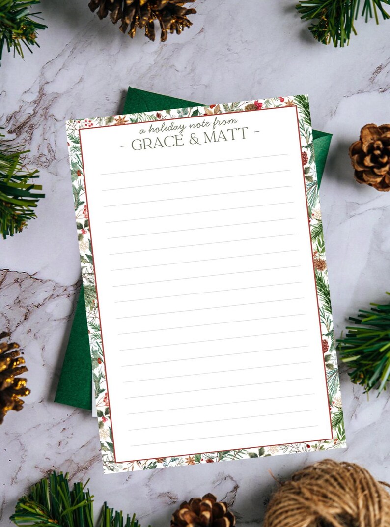 Christmas Letter Writing Set Personalized Stationary Paper Holiday ...