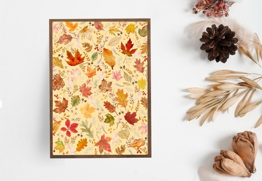 Fall Leaves Wall Art, Autumn Leaves Print, Fall Watercolor Leaves Wall ...