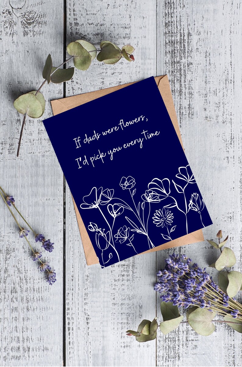 Dad Birthday Card, Father’s Day Card, Card for Dad, Dad Flower Card ...