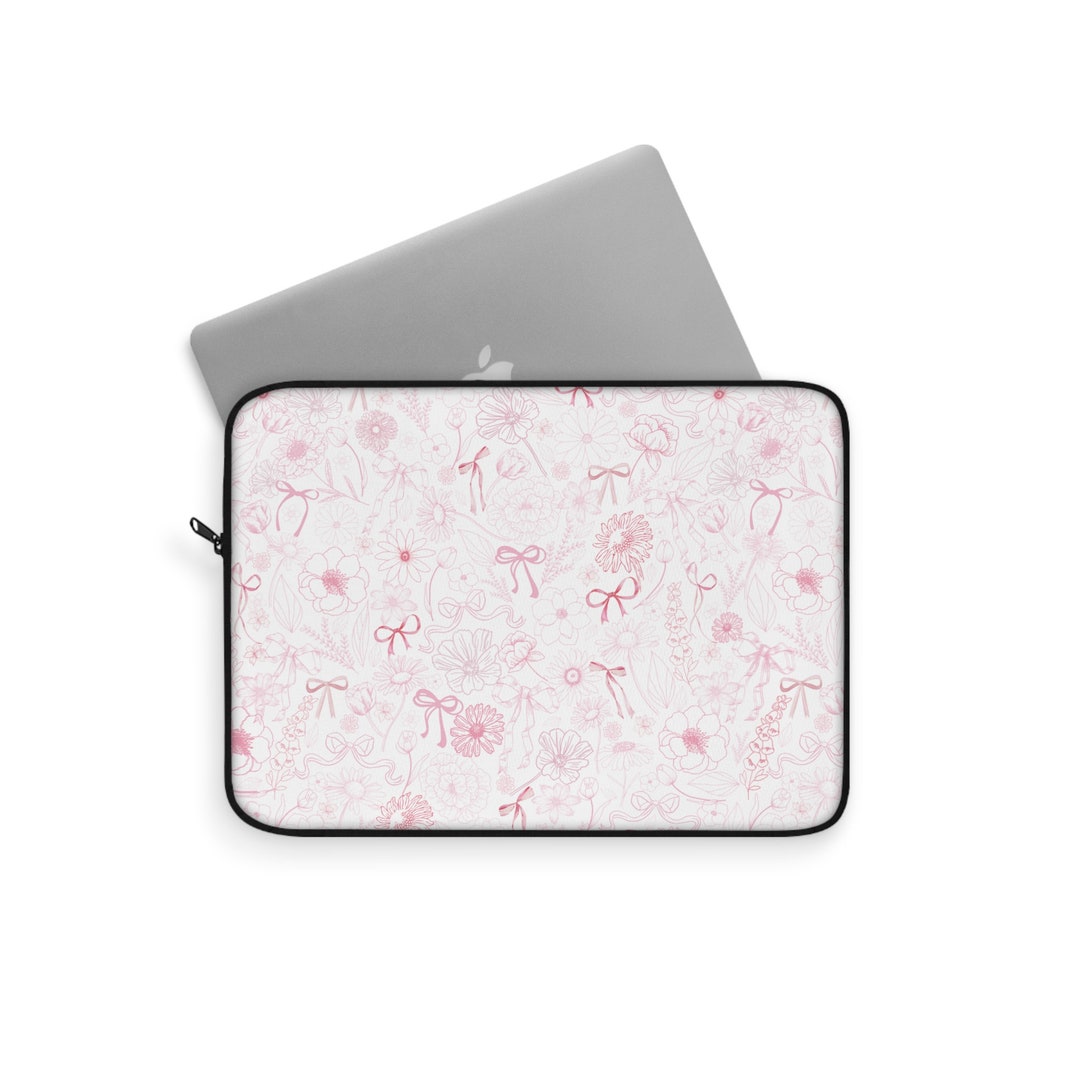 Pink Bows Laptop Sleeve, Coquette Laptop Cover, Pink Preppy Laptop ...