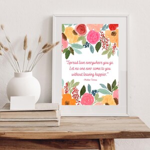 Mother Teresa Quote Wall Art, Spread Love Everywhere You Go Sign, Let ...
