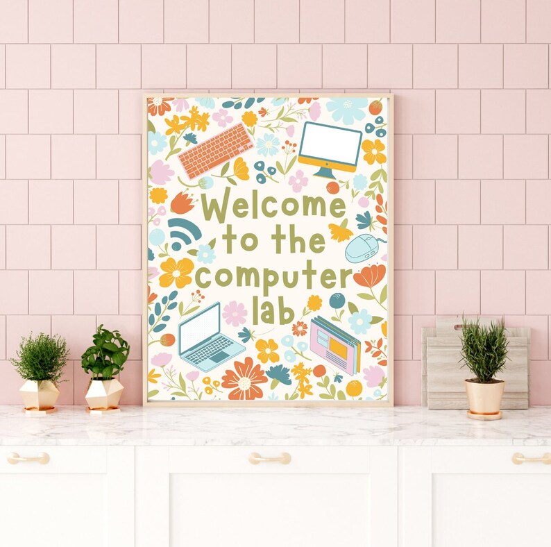 Computer Lab Room Decor, Welcome to Computer Lab Sign, Computer Lab ...