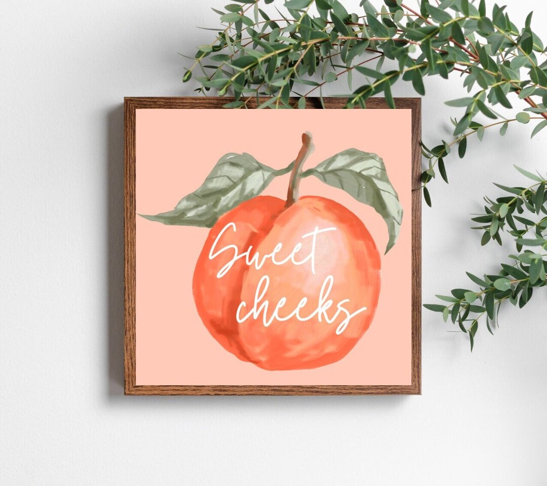 Peach Bathroom Decor, Bathroom Wall Art, Sweet Cheeks Print, Peachy ...