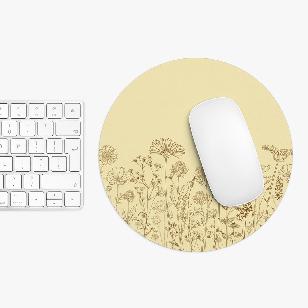 Yellow Mouse Pad, Yellow Wildflower Mousepad, Boho Flower Desk Decor ...