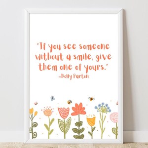 Dolly Parton Smile Quote Print, Classroom Wall Art, Kids Room Wall Art ...