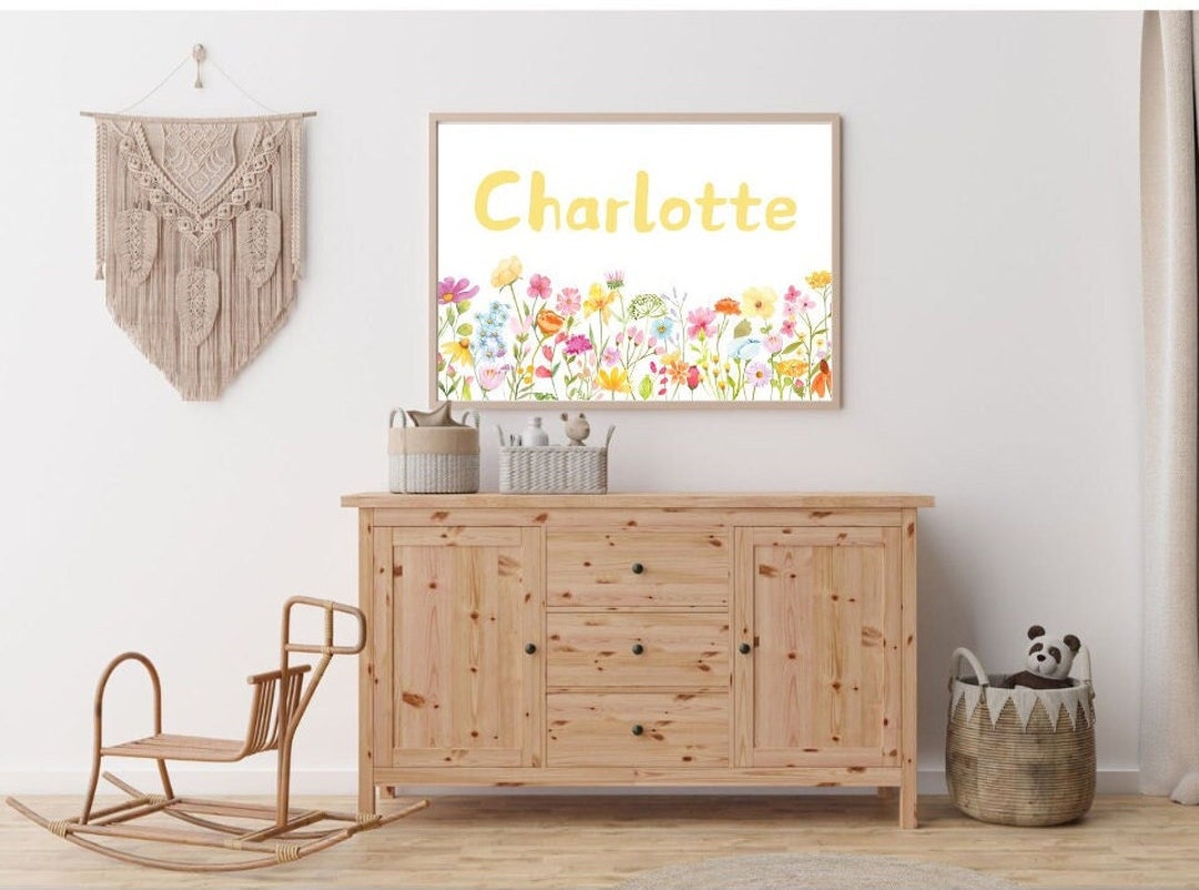 Custom Name Wall Art, Personalized Flower Name Art, Customized Floral ...