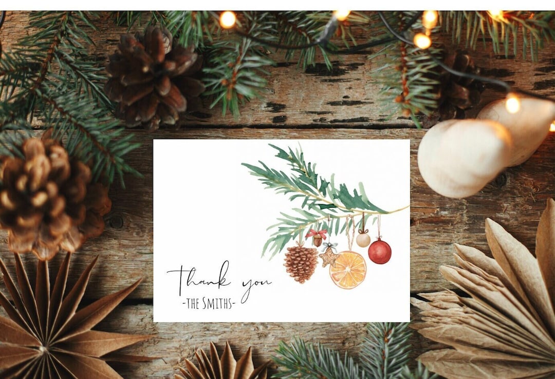 Christmas Thank You Cards, Holiday Thank You Notes, Personalized Thank ...
