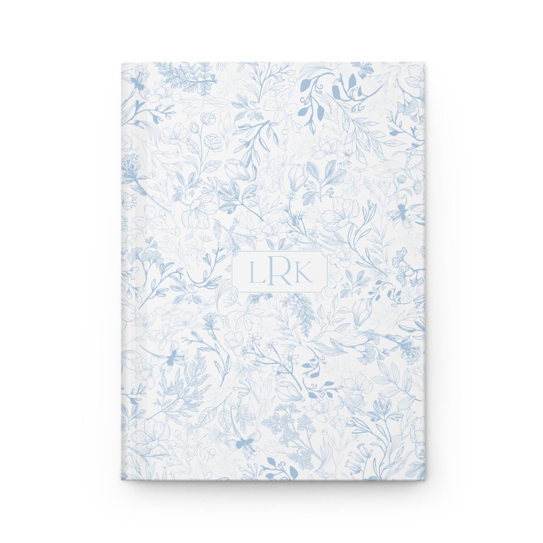 Customized Light Blue Floral Journal, Personalized Monogram Blue Flower ...