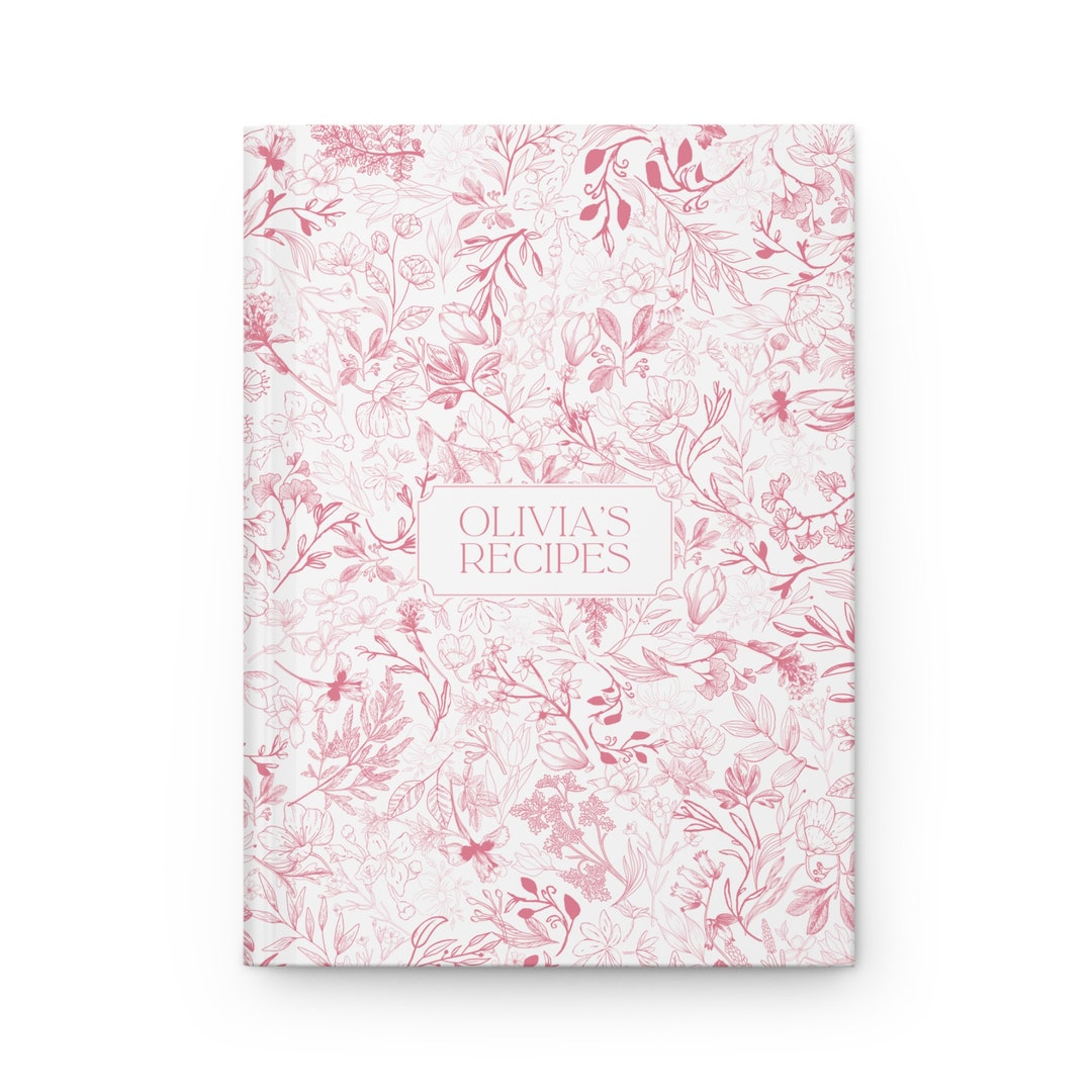 Customized Recipe Journal, Floral Recipe Book, Pink Chinoiserie Recipes ...