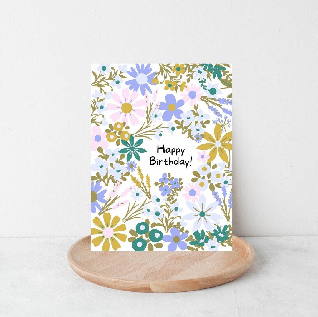 Birthday Card, Flower Birthday Cards, Floral Birthday Card Pack ...